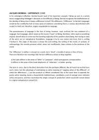 Jacques Derrida, Différance - Docsity