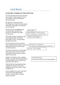 On this day I complete my Thirty-Sixth Year - Docsity