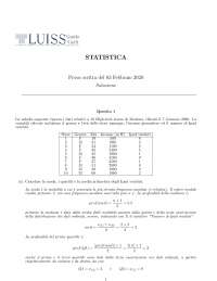 Simulazione esame di statistica - Docsity