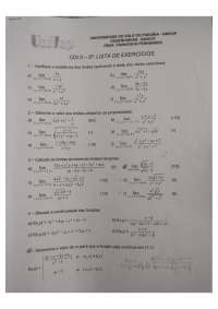 Lista de exercícios resolvida de Cálculo II - Docsity