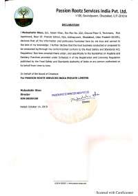 FSSAi DECLARATION fssai - Docsity