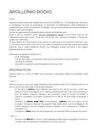 Apollonio Rodio - Le Argonautiche - Docsity