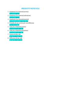 Prodotti Notevoli - Matematica - Docsity