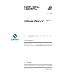 NTC ISO 6001 SISTEMA DE GESTIÓN DE LA CALIDAD PARA MICRO O PEQUEÑAS ...