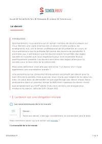 Le devoir comme obligation morale - Docsity