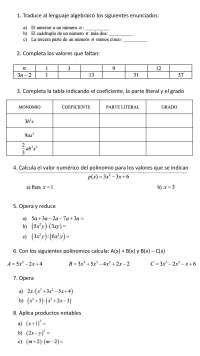 Ejercicios álgebra 2ºESO - Docsity