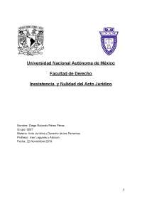 Teoria de la inexistencia y nulidad del Acto Jurídico - Docsity