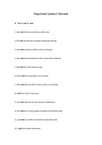 REPORTED SPEECH EJERCICIOS - Docsity