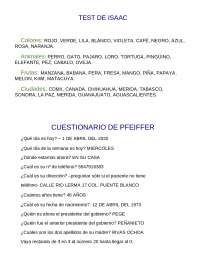 Test de isaac y nimi examen del lobo - Docsity