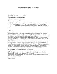 MODELO DE PRONTO DESPACHO | Ejercicios de Derecho Civil | Docsity