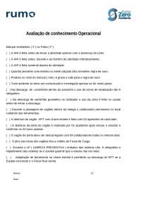 AVALIAÇÃO DE CONHECIMENTO OPERACIONAL PARA AJUDANTES - Docsity