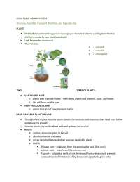 BIOLOGY - Plants & their Parts - Docsity