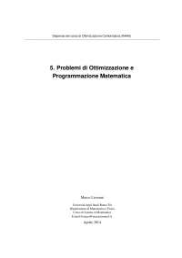 Problemi di ottimizzazione e programmazione matematica - Docsity