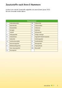 Zusatzstoffe nach ihren E-Nummern: Liste - Docsity