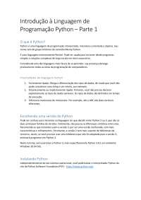 Introdução à Linguagem de Programação Python – Parte 1 - Docsity