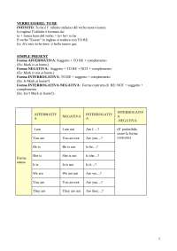 TO be al present simple usi e forma negativa interrogativa e short answers - Docsity