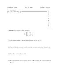 Linear Algebra Final Exam: 9 Problems to Solve | Spring 2010 MIT - Docsity