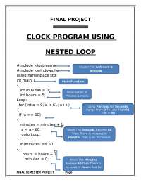 Clock program Using C++ - Docsity