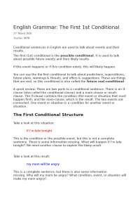 First conditional, spiegazione semplice e chiara | Appunti di Inglese | Docsity