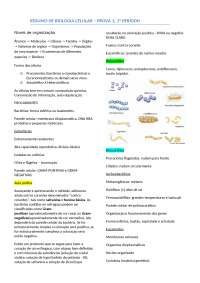 Resumo Biocel para o primeiro período - Docsity