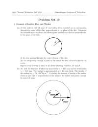 Rotational Motion Problem Set 10 | Classical Mechanics - Docsity