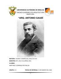 ANTONI GAUDI: BIOGRAFIA Y OBRAS. - Docsity