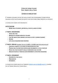 Scheda analisi film. Griglia da compilare - Docsity