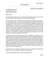 Exemple de TEXT EPISTOLAR - Docsity