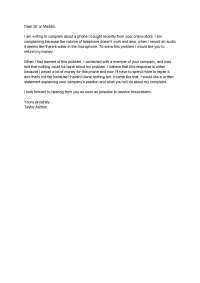 FORMAL EMAIL B2 EXAMPLE - Docsity