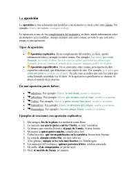 Sintáxis: La aposición - Docsity