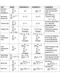 Infinite Series tests for Calc BC - Docsity