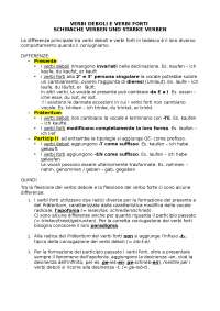 Verbi deboli e verbi forti in tedesco - Docsity