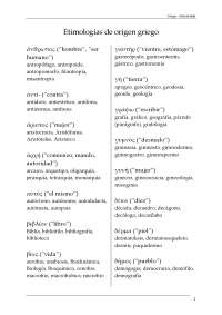 Etimologia para griego - Docsity