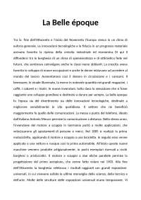 Storia della Belle Epoque - Docsity
