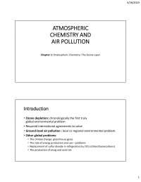 ATMOSPHERIC CHEMISTRY AND AIR POLLUTION - Docsity