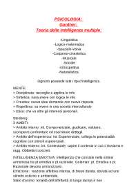 Psicologia, teoria delle intelligenze multiple di Gardner - Docsity
