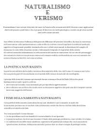 NATURALISMO E VERISMO. - Docsity