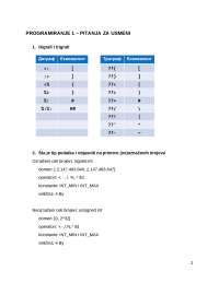 Programiranje 1skripts za usmeni FON | Skripte' predlog Programiranje - Docsity