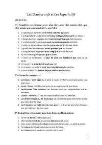 Tarea FRANCÉS II. Les Comparatifs et Les Superlatifs - Docsity