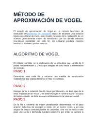 Metodo de aproximacion de vogel - Docsity