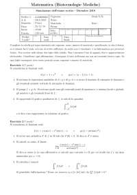 Simulazione esame 2018 Matematica Biotecnologie mediche - Docsity