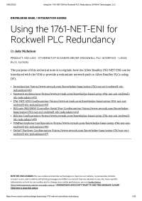 Usando o NET-ENI da Rockwell para comunicação redundantes - Docsity