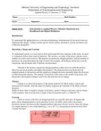 Physics Lab 1 Handout - Docsity