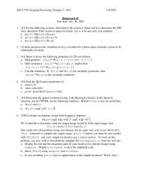 Electrical Engineering And Computer Science: Image Processing Homework #1 | EECS 556 - Docsity