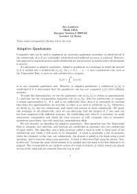 Lecture 14: Adaptive Quadrature - Docsity