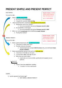 INGLESE- differenza tra l'suo per present simple&present perfect - Docsity