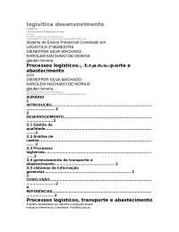 Logistica trabalho 2020 pronto - Docsity