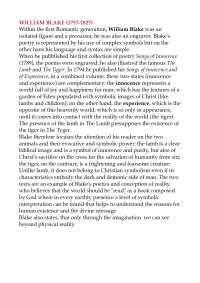 William Blake, Songs of Innocence and of Experience, the Lamb and the Tyger - Docsity