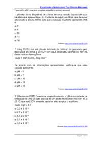 Exercícios sobre pH e pOH - Docsity