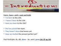 Present perfect e past simple - Docsity